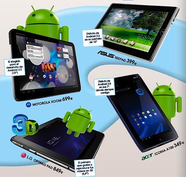 Motorola Xoom, LG Optimus Pad, Asus Eee Pad y Acer Iconia Tab con ...